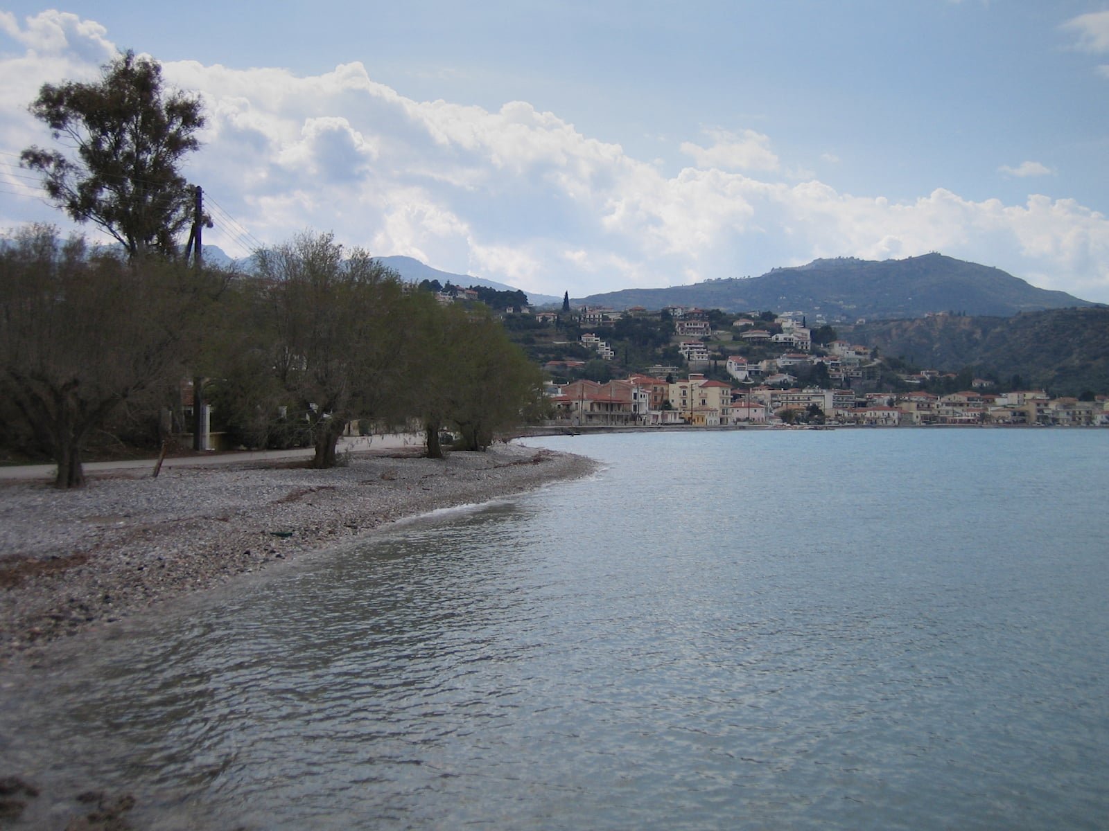Aigeira – View to the town and Marmara hill from the now swept wave ...
